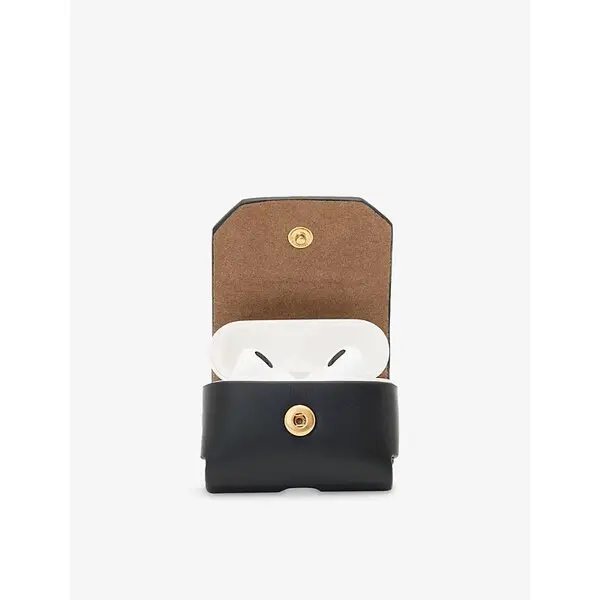 ALLSAINTS Logo-debossed Leather Airpod Case - Black