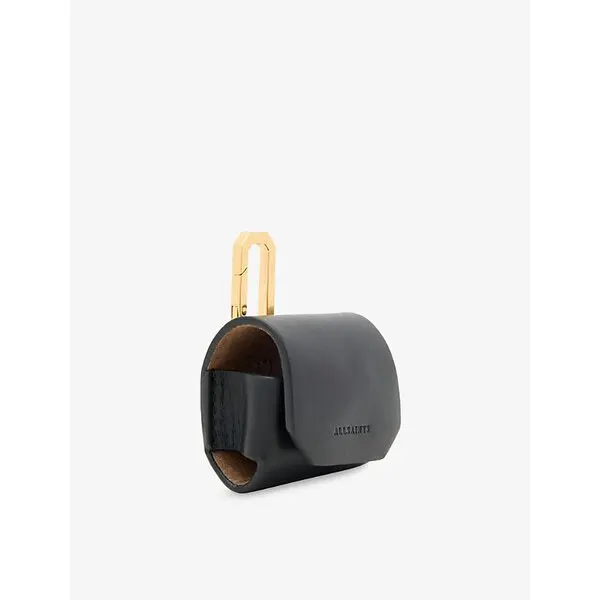 ALLSAINTS Logo-debossed Leather Airpod Case - Black
