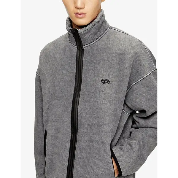 DIESEL® Zipped Stretch Cotton-jersey Sweatshirt - 02a