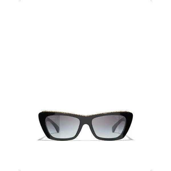 Chanel Butterfly-frame Acetate Sunglasses - Black