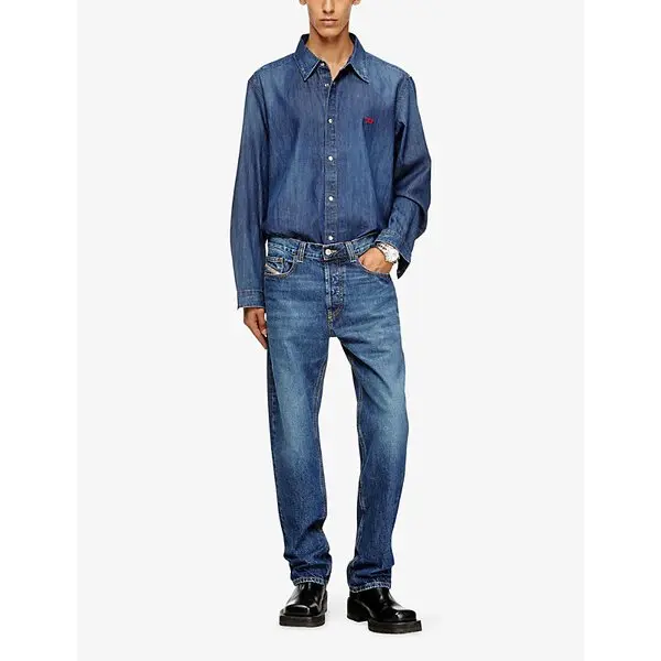 DIESEL® D-simply Logo-embroidered Denim Shirt - 01