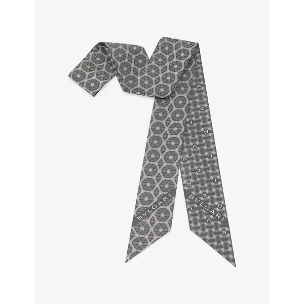 BVLGARI Echi Di Roma Shelley Printed Silk-twill Scarf - Grey