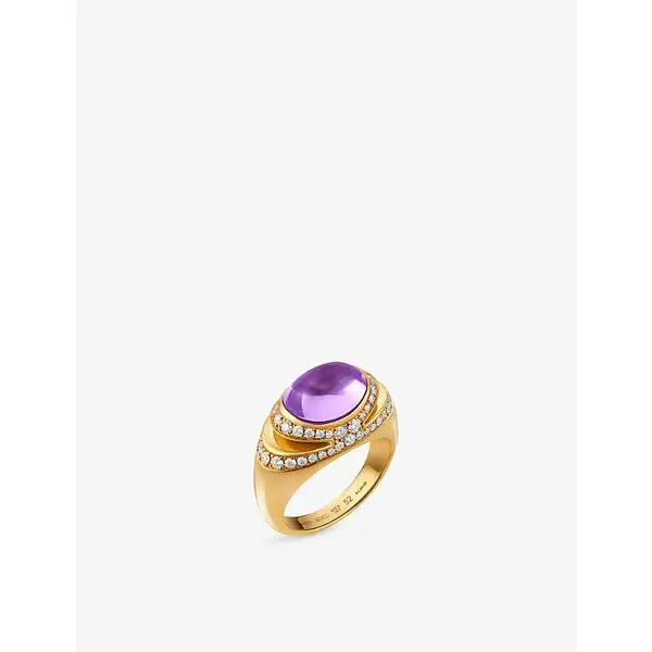 BVLGARI Cabochon 18ct Yellow-gold, Amethyst And Diamond Ring - Yellow Gold