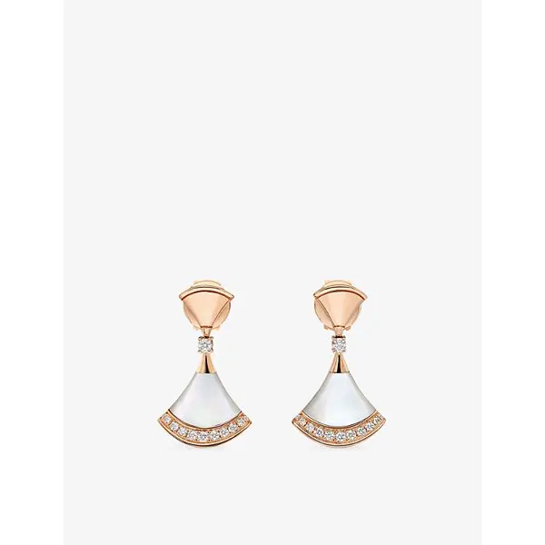 BVLGARI Divas' Dream 18ct Rose-gold Diamond & Mother-of-pearl Earrings - Rose Gold