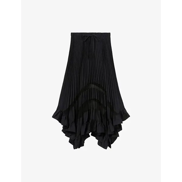 Claudie Pierlot Pleated Elasticated-waist Midi Skirt