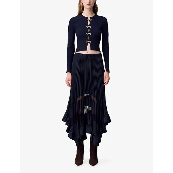 Claudie Pierlot Pleated Elasticated-waist Midi Skirt