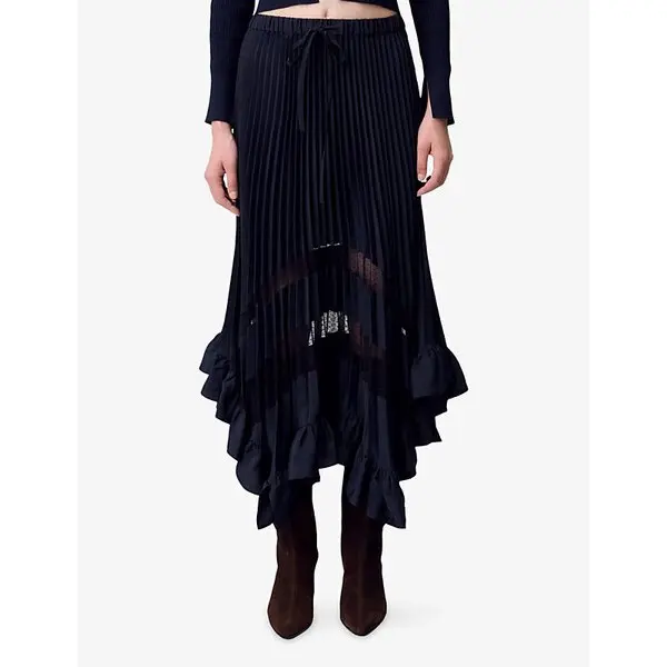 Claudie Pierlot Pleated Elasticated-waist Midi Skirt