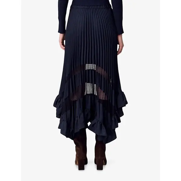Claudie Pierlot Pleated Elasticated-waist Midi Skirt