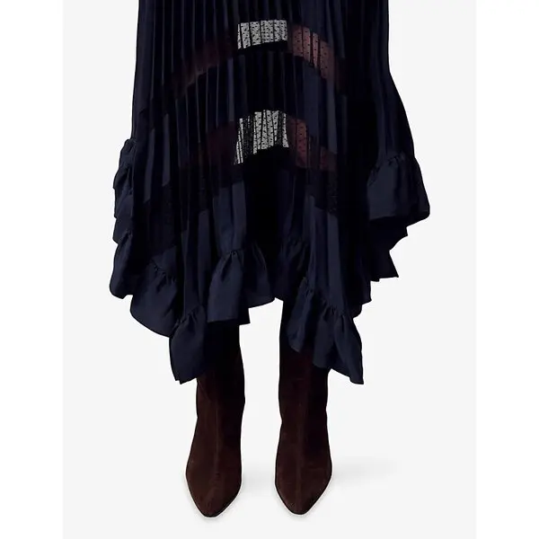 Claudie Pierlot Pleated Elasticated-waist Midi Skirt