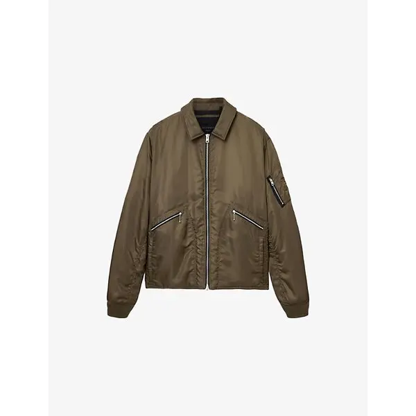 ALLSAINTS Fallon Oversized Shell Bomber Jacket - Khaki Brown