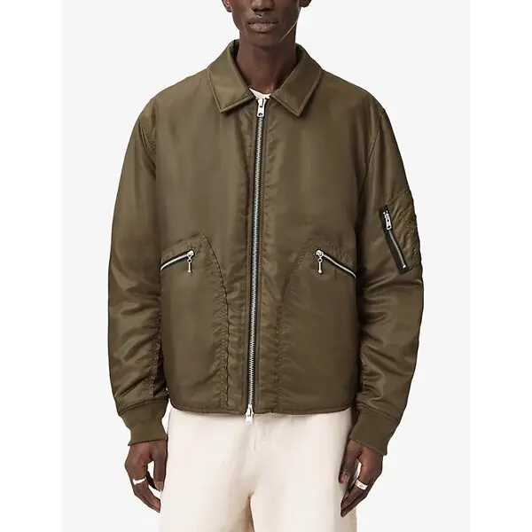ALLSAINTS Fallon Oversized Shell Bomber Jacket - Khaki Brown