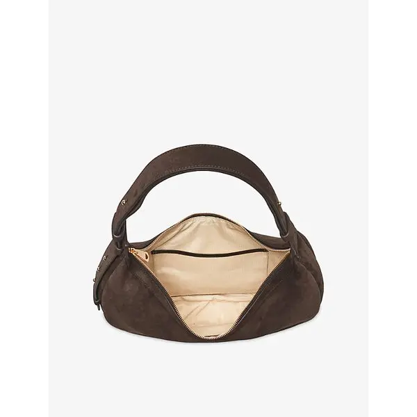 ASPINAL OF LONDON Soho Large Crescent Leather Shoulder Bag - Chocolate