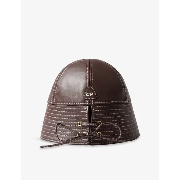 Claudie Pierlot Contrast-stitch Leather Bucket Hat - Burgundy