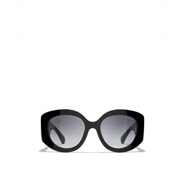 Chanel Oval Acetate Sunglasses - Black