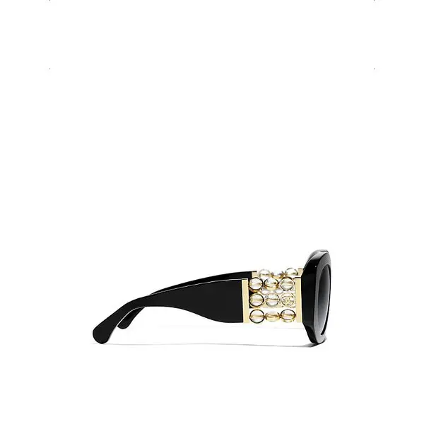 Chanel Oval Acetate Sunglasses - Black