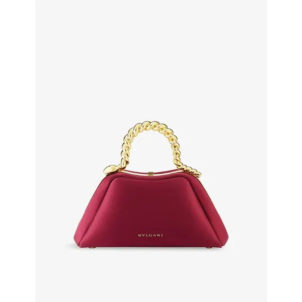 BVLGARI Geraldine Guyot X Serpentine Mini Satin Top Handle Bag - Red