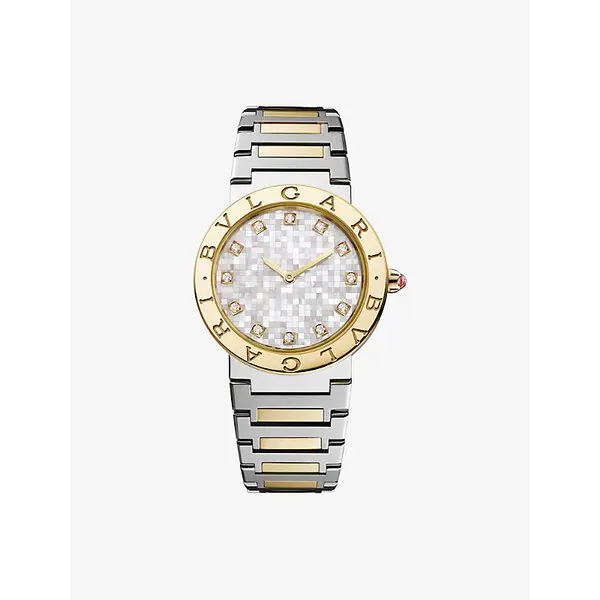 BVLGARI 18ct Yellow-gold, Stainless-steel And Diamond Quartz Watch 33mm - Yellow Gold