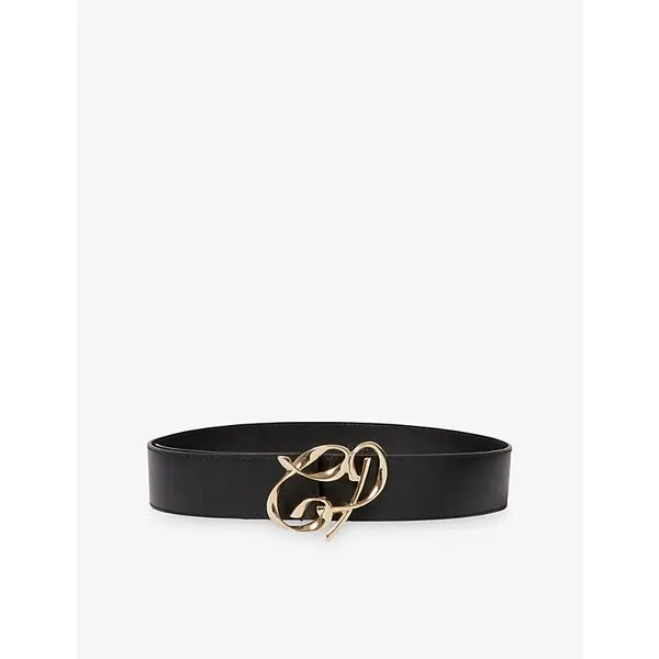 Claudie Pierlot Monogram-buckle Leather Belt - Black