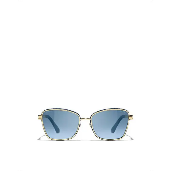 Chanel Cat Eye-frame Metal Sunglasses - Gold
