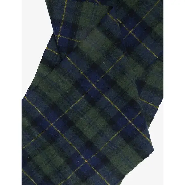 Barbour Tartan-print Lambswool Scarf - Olive Night