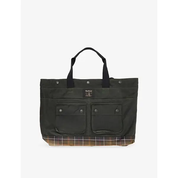 Barbour Waxed-cotton Tote Bag - Sage/classic