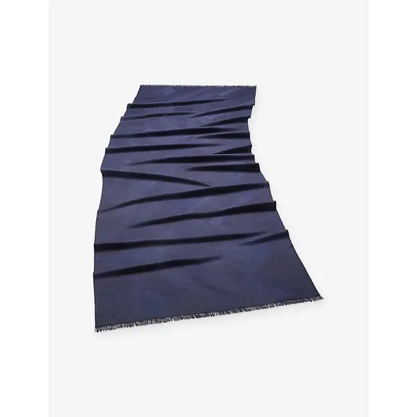 BVLGARI Logo Cashmere Stole Scarf - Blue