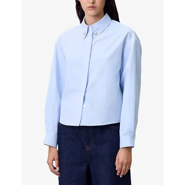 Claudie Pierlot Long-sleeved Cotton Shirt With Button Detail