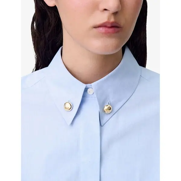 Claudie Pierlot Long-sleeved Cotton Shirt With Button Detail