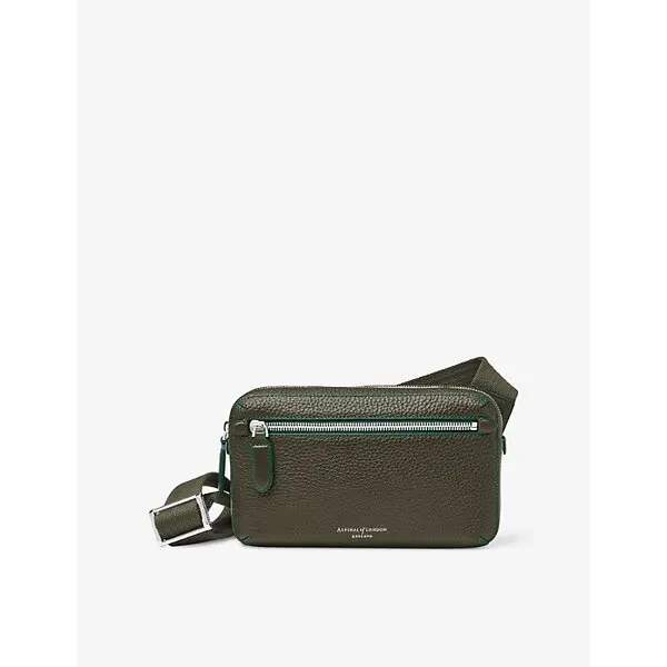 ASPINAL OF LONDON Reporter Compact Grained-leather Messenger Bag - Forestgreen