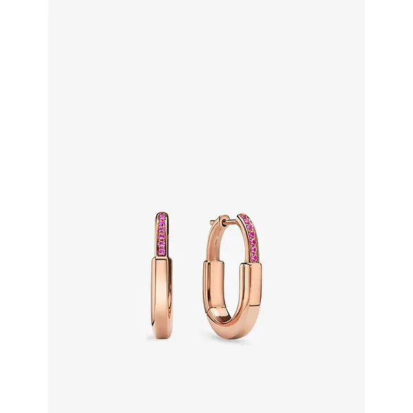Tiffany & Co. Lock Small 18ct Rose-gold And Sapphire Earrings - 18k Rose Gold