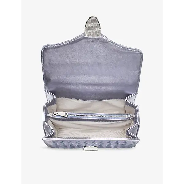 ASPINAL OF LONDON Mayfair Midi Woven Top-handle Leather Bag - Blue Metallic