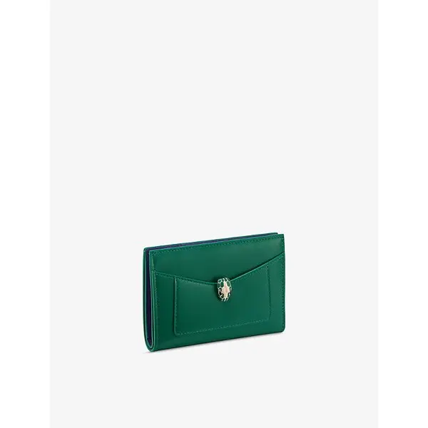 BVLGARI Serpenti Forever Folded Leather Card Holder - Green