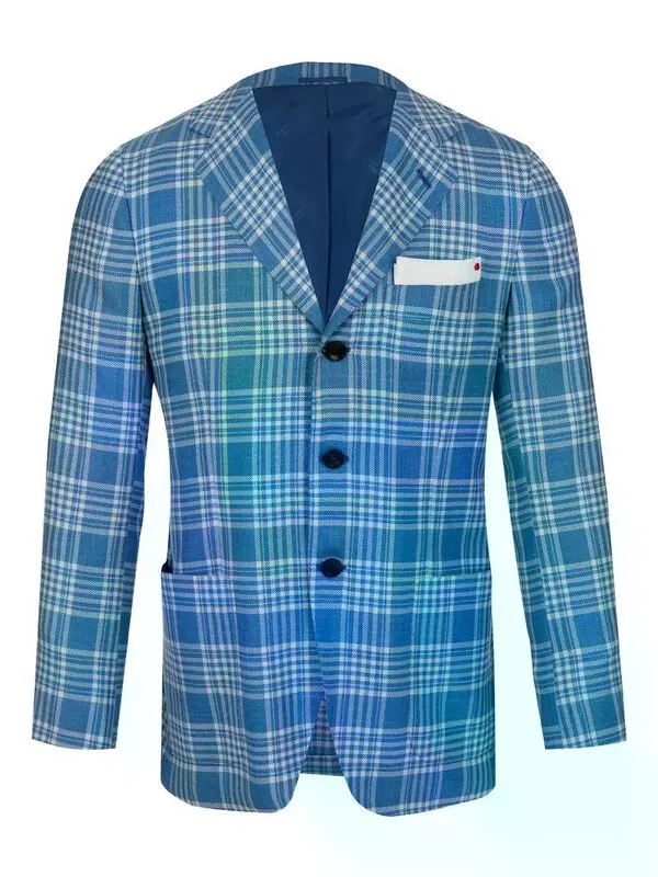 Kiton Check-pattern Pockets Blazer - Blue