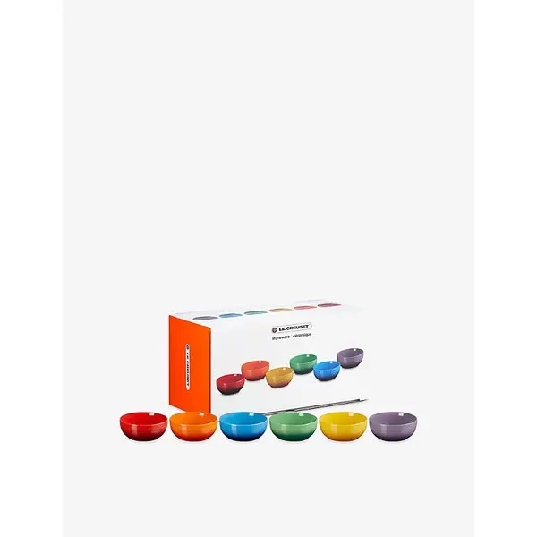 LE CREUSET Stoneware Coupe Cereal Bowls Set Of Six Worth £108 - Rainbow