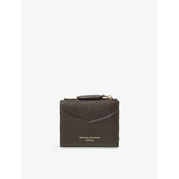 ASPINAL OF LONDON Hudson Multi-use Pebbled-leather Card Holder - Darkbrown
