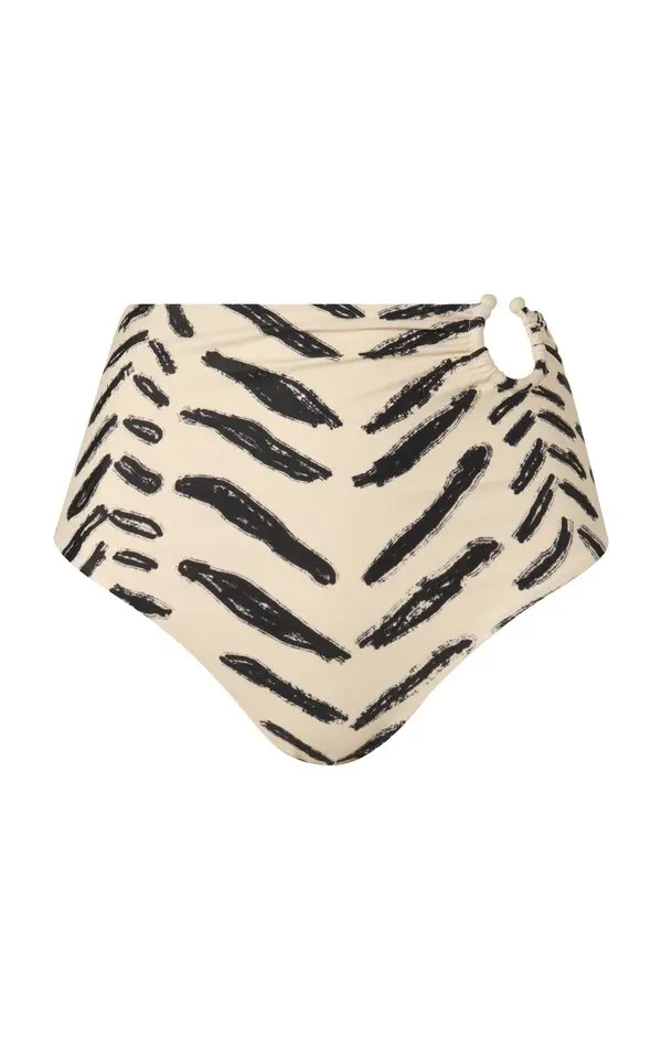 Johanna Ortiz Printed High-rise Bikini Bottom - Ivory