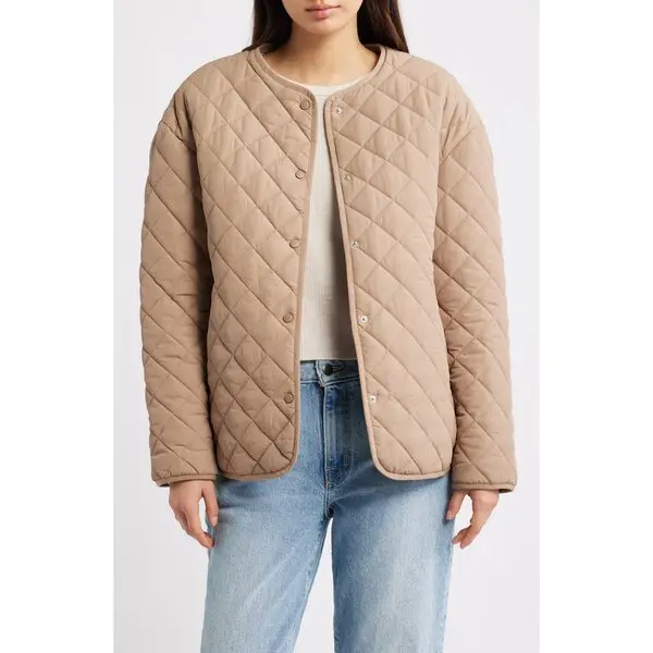 THREAD & SUPPLY Quilted Puffer Jacket - Taupe