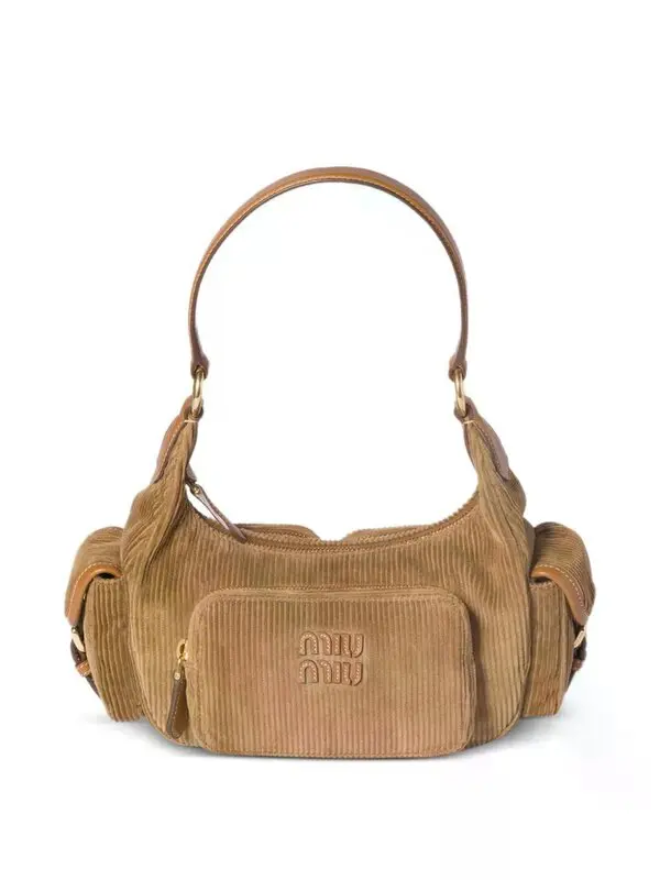 Miu Miu Corduroy Pocket Shoulder Bag - Brown