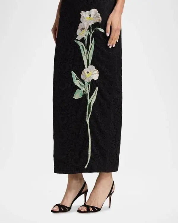 MILLY Dolores Floral-embroidered Lace Gown
