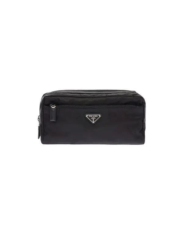 Prada Re-nylon And Saffiano Leather Travel Pouch - Black