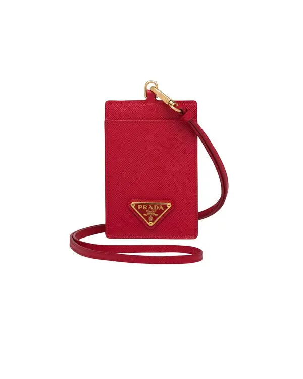 Prada Saffiano Leather Badge Holder - Fiery Red