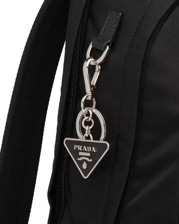 Prada Saffiano Leather And Metal Keychain