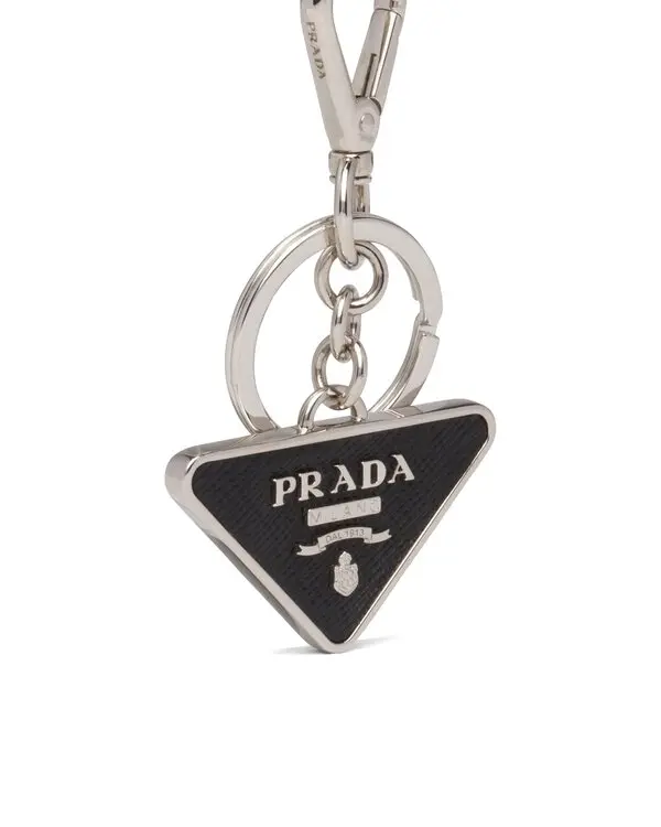 Prada Saffiano Leather And Metal Keychain