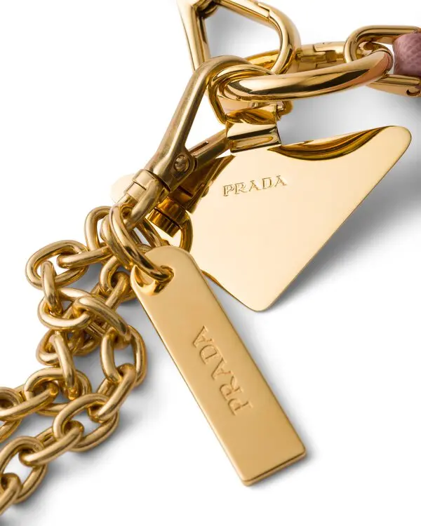 Prada Saffiano Leather Card Holder With Shoulder Strap