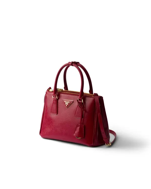 Prada Galleria Small Patent Saffiano Leather Bag - Cherry Red