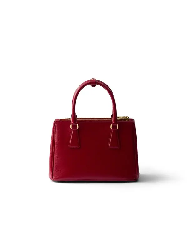 Prada Galleria Small Patent Saffiano Leather Bag - Cherry Red