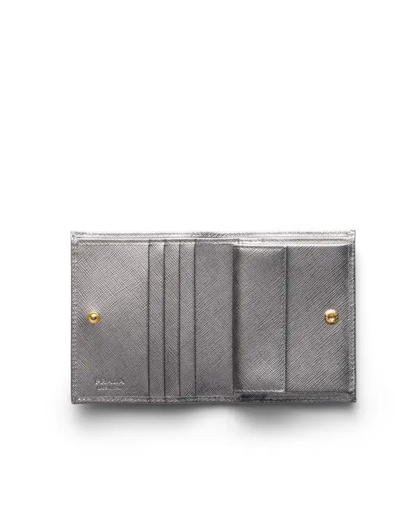 Prada Small Saffiano Leather Wallet - Chrome