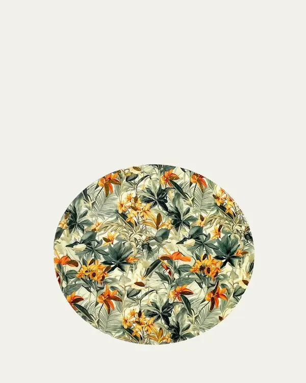 NOMI K Lillies Iron Placemat, 15" Round - Green
