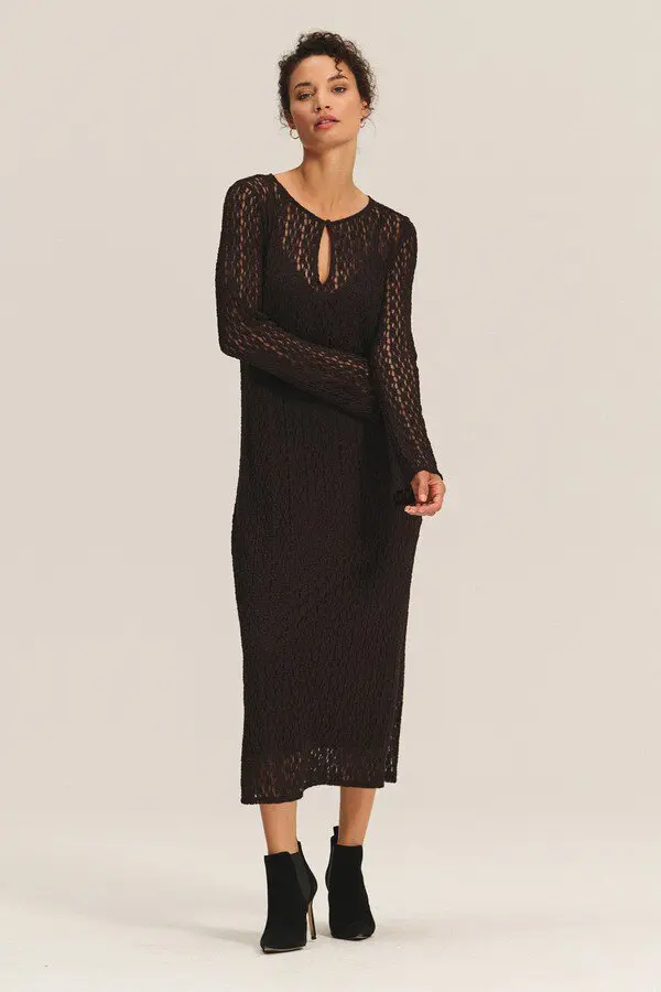 Velvet By Graham & Spencer Tabitha Long-sleeve Lace Dress - Brown