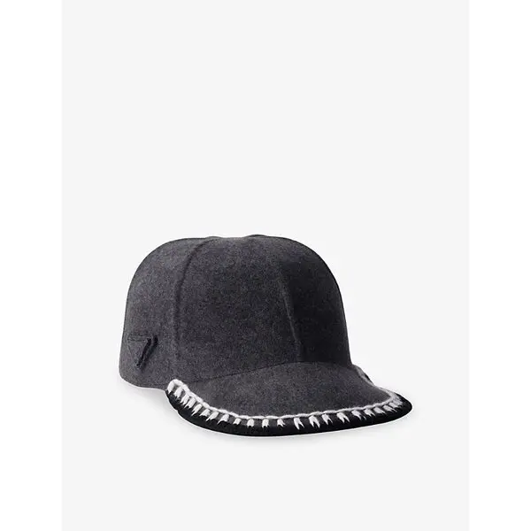 Prada Stitched Felt Cap - Grey
